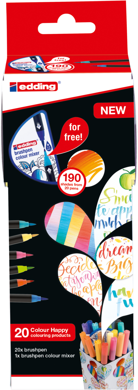 edding 1340 Pinselstift Colour Happy Box sortiert (21er Box) | edding ...